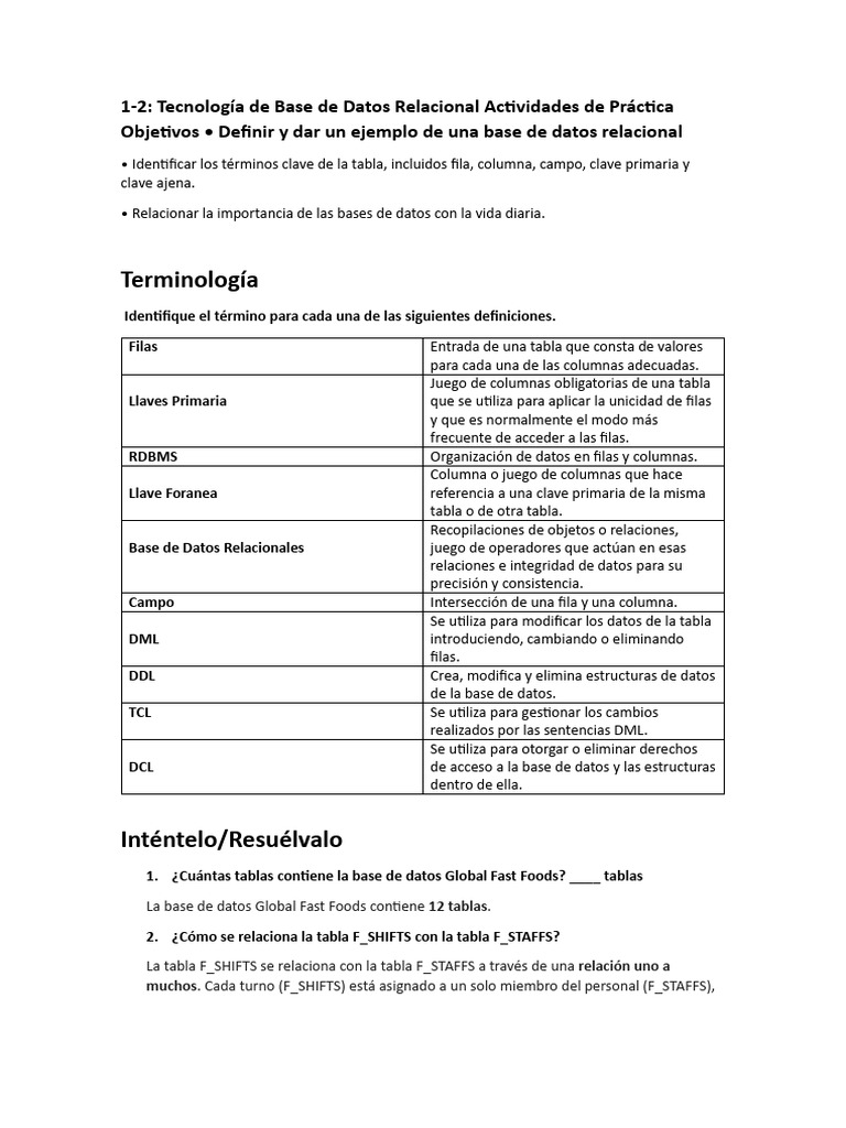 Ejercicios de Oracle 1.2 | PDF | Base de datos relacional | Bases de datos