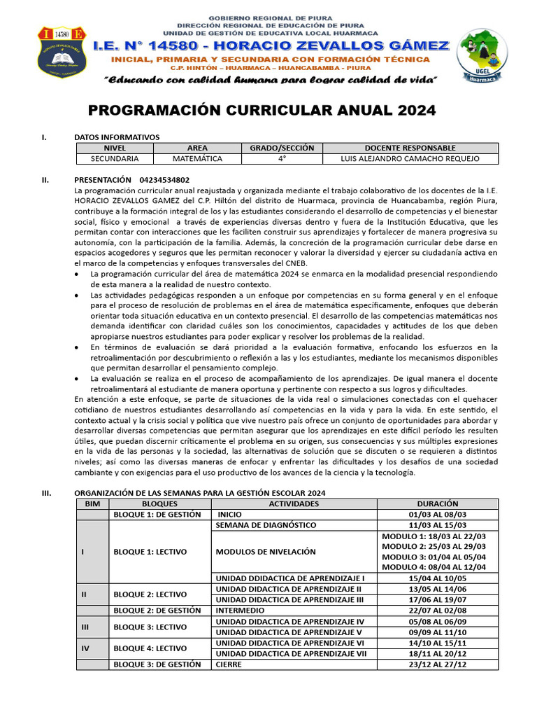 PA CUARTO - 2024 | PDF | Ecuaciones | Geometría