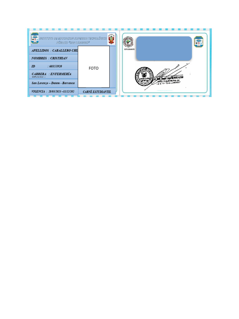 Carnet de Estudiante 1 A | PDF