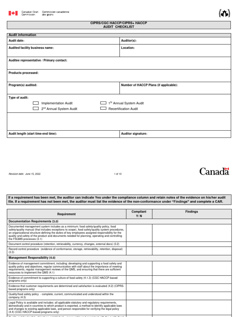 Audit-Checklist (Grain Commission) | PDF | Audit | Quality Management ...