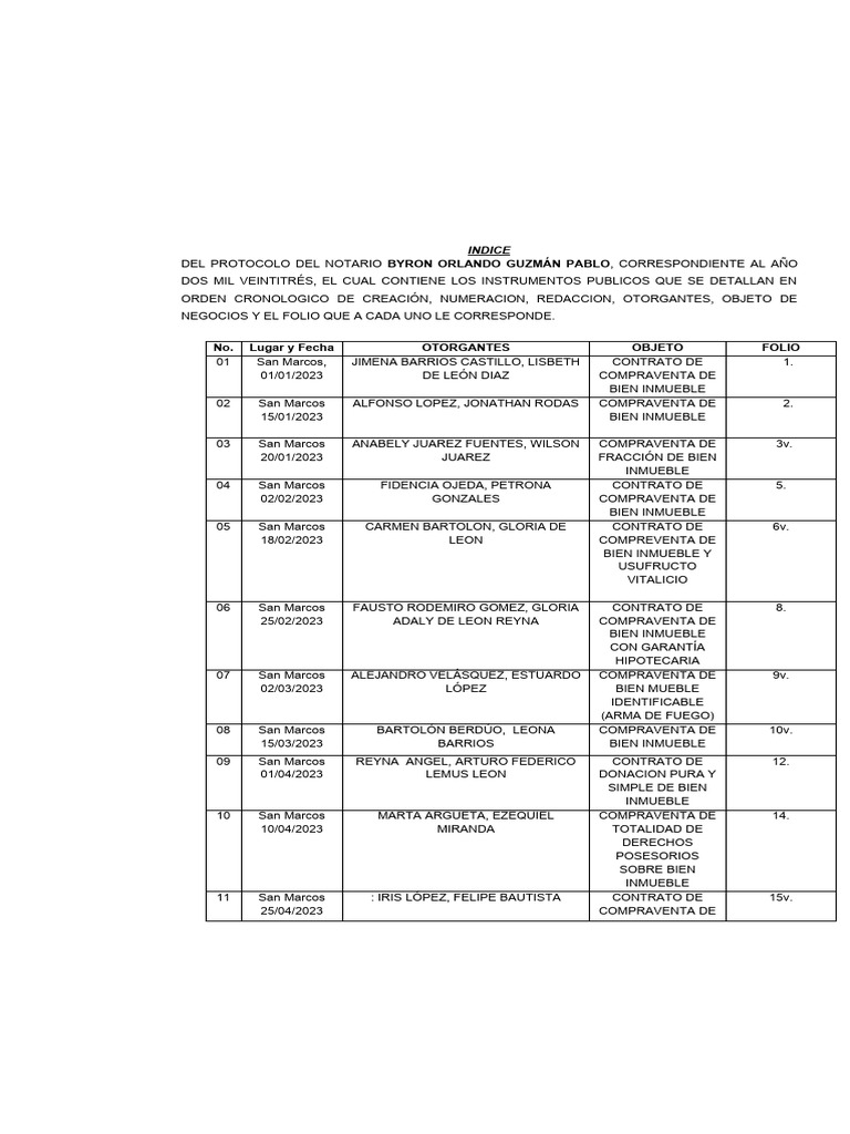 INDICE Protocolo Ejemplo | PDF