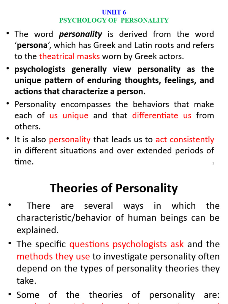 UNIT 6 Psychology of Personality | PDF | Id | Oedipus Complex