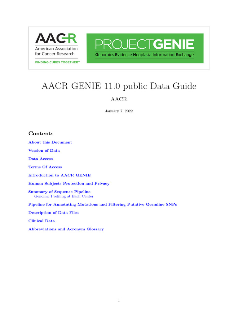 GENIE Data Guide 11.0-Public | PDF | Single Nucleotide Polymorphism ...