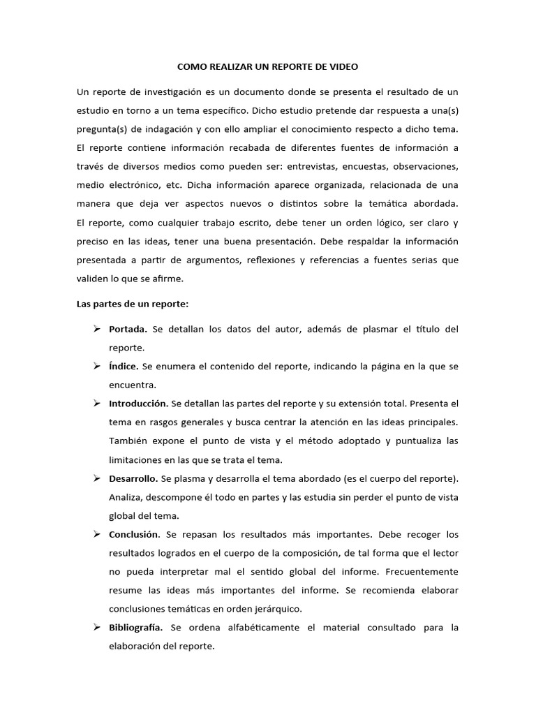 Cómo hacer un reporte de video | PDF