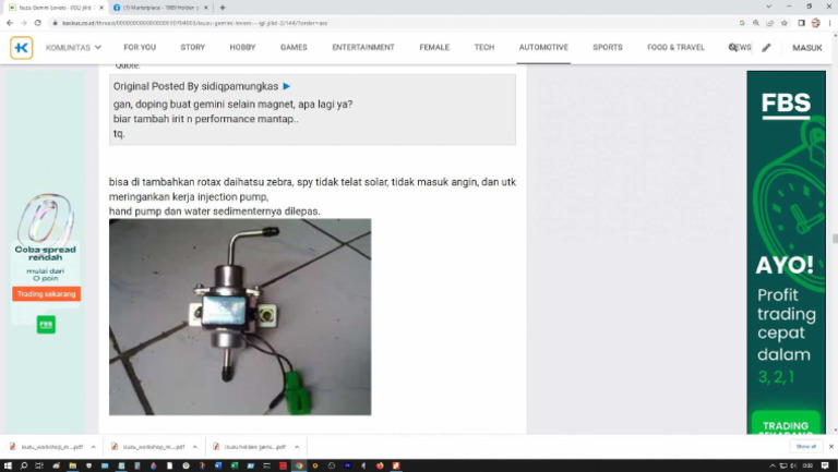 Rotax Daihatsu Zebra (Hand Pump Dan Water Sedimenternya Dilepas) | PDF