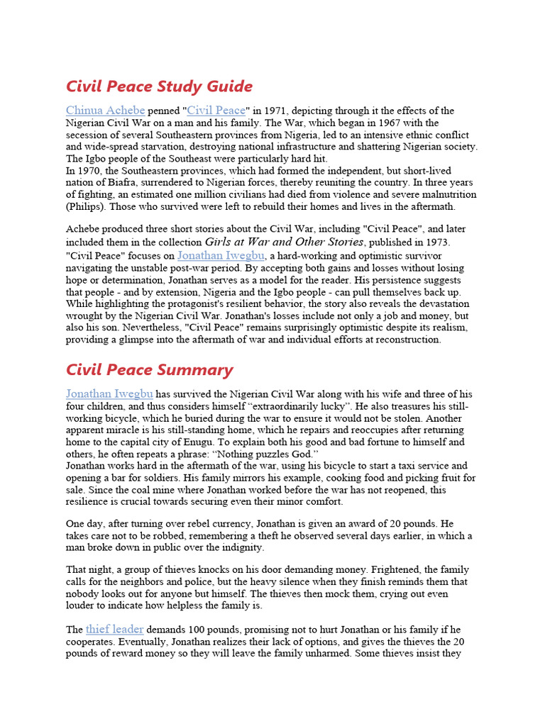 Civil Peace Study Guide | PDF | Igbo People | Nigeria