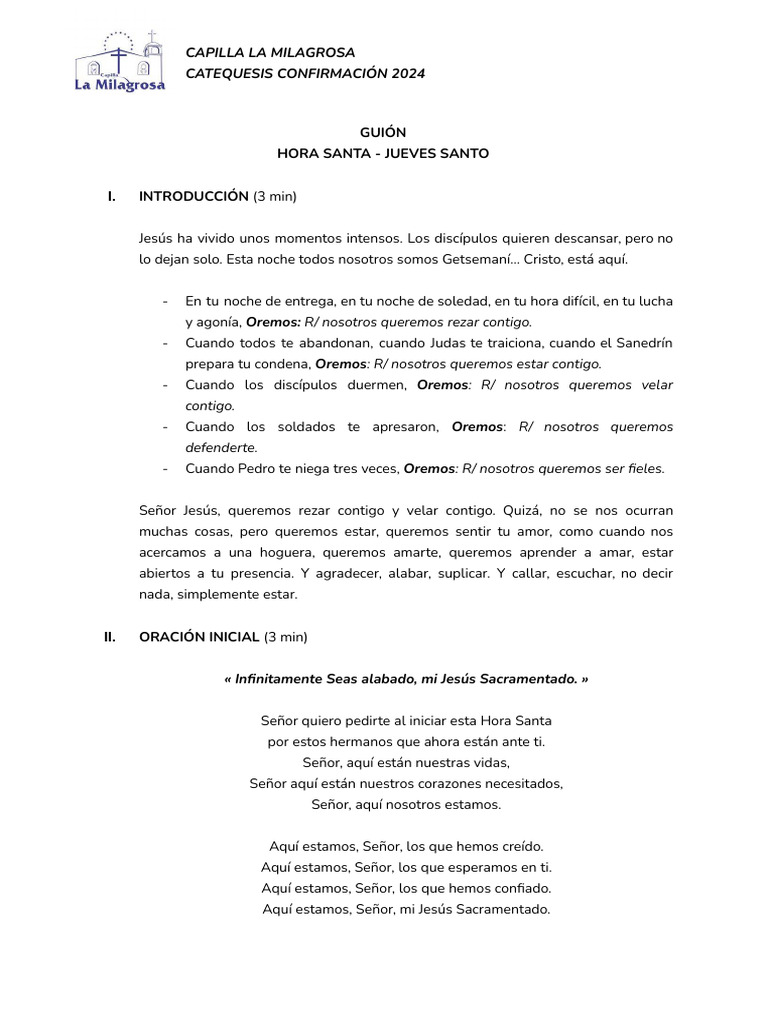 Hora Santa - Jueves Santo | PDF | eucaristía | Oración