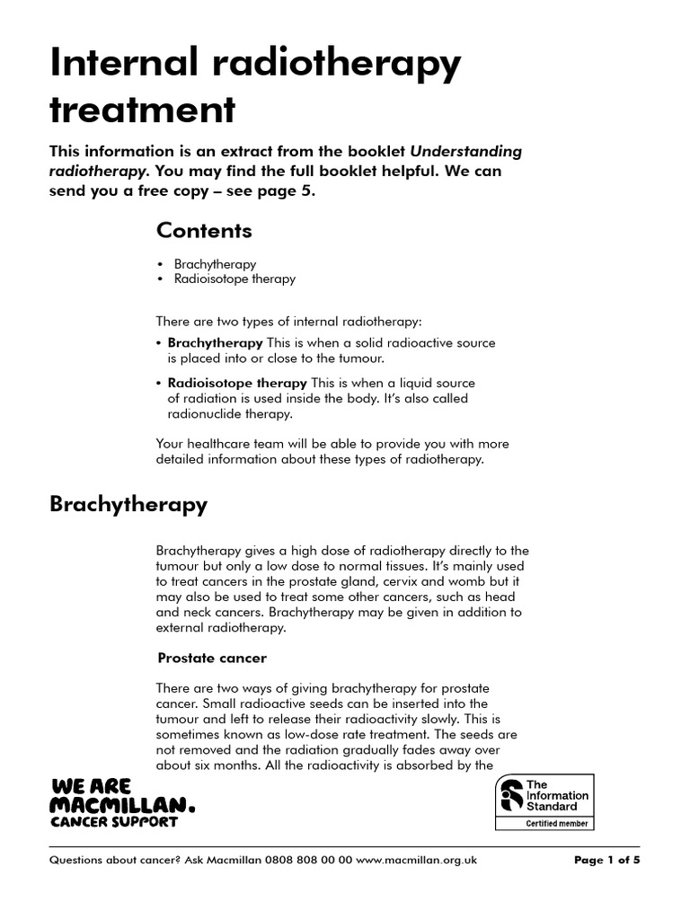 Internal Radiotherapy Treatment | PDF | Radiation Therapy | Diseases ...