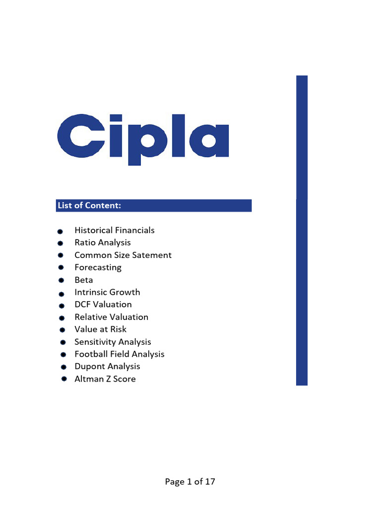 Cipla Valuation Model | PDF | Cost Of Capital | Free Cash Flow