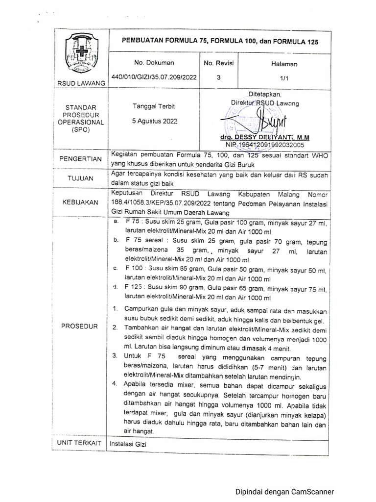 Pembuatan Formula 75, 100 Dan 125 | PDF