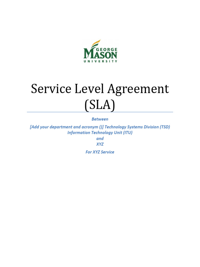 Service Level Agreement (SLA) Example | PDF | Computer Network | Backup