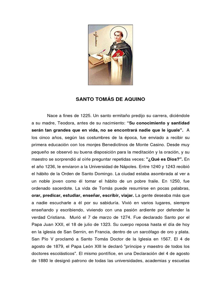 Santo Tomás de Aquino | PDF | Tomás de Aquino | Razón