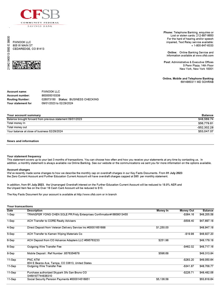 CFSB FIXNOOK Sep-Feb 24 | PDF | Transaction Account | Overdraft