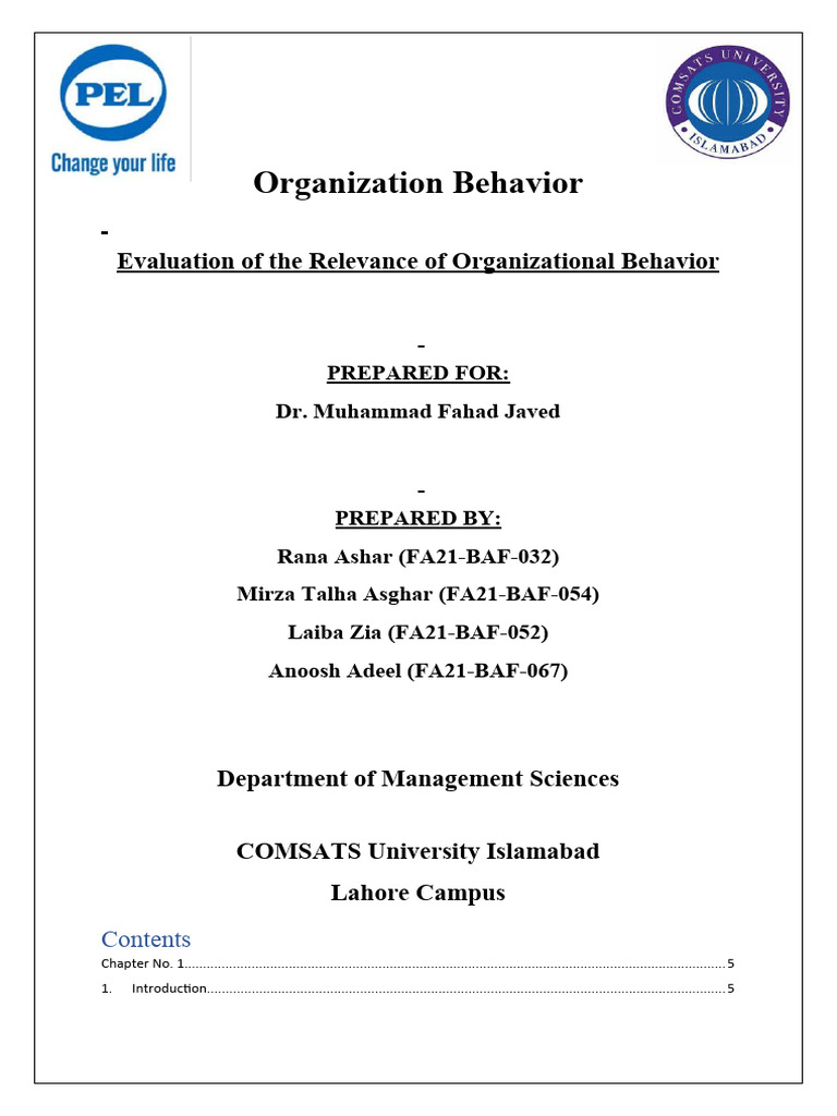 PEL Project - Docx 1 | PDF | Job Satisfaction | Social Psychology