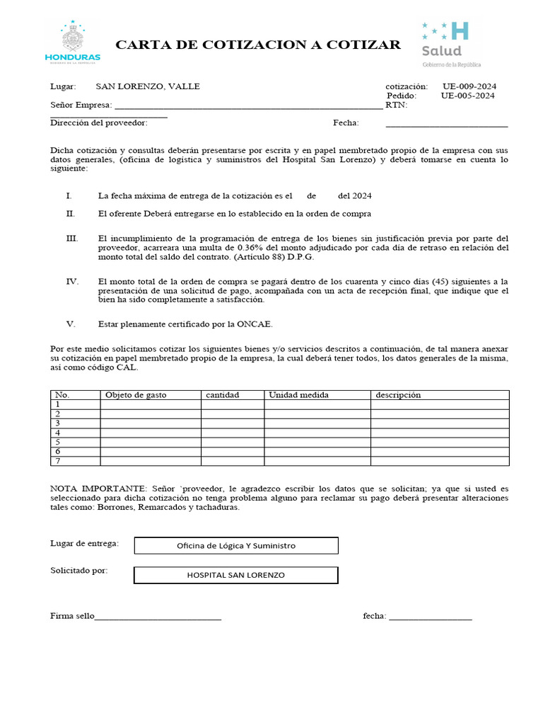 Carta de Cotizacion A Cotizar | PDF | Logística