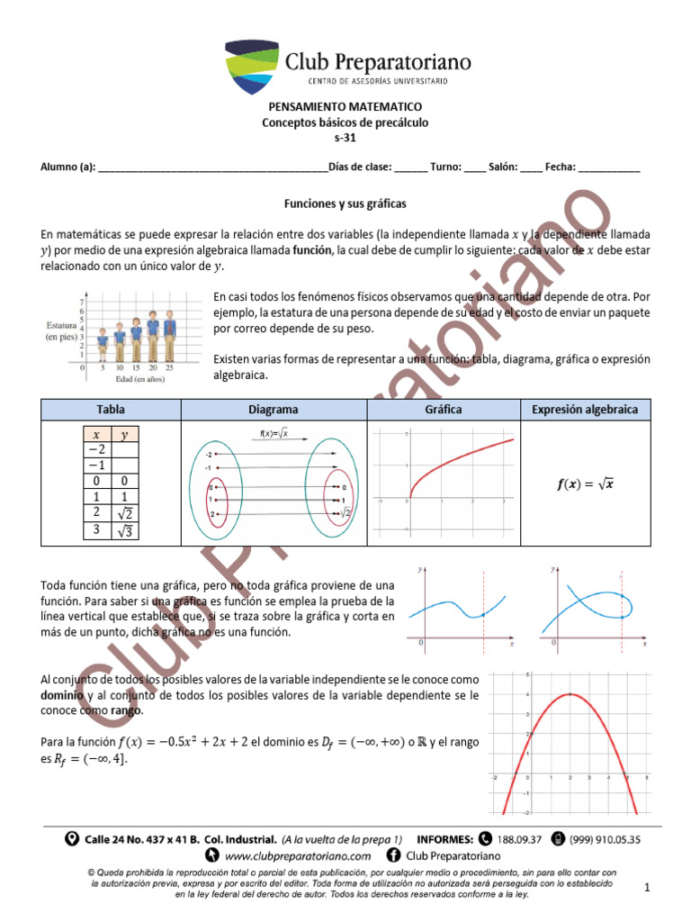 31 Conceptos Básicos de Precálculo | PDF | Función (Matemáticas) | Variable (Matemáticas)