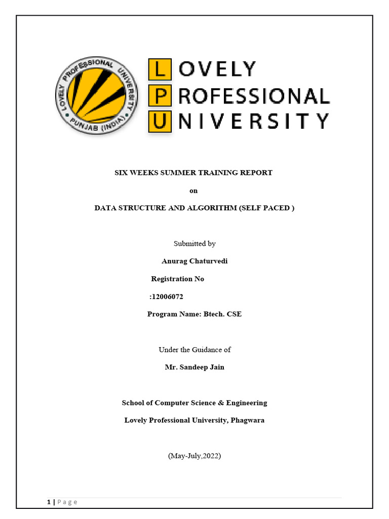 Summer Training Report | PDF | Matrix (Mathematics) | Algorithms