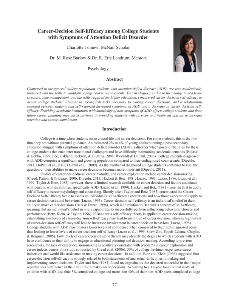 Career Decision Self-Efficacy in ADD Students | PDF | Self Efficacy ...