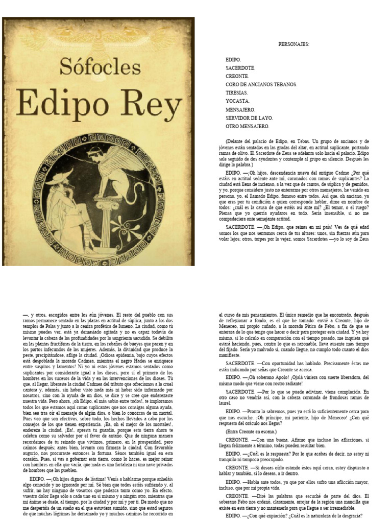 Edipo Rey de Sofocles. | PDF | Edipo