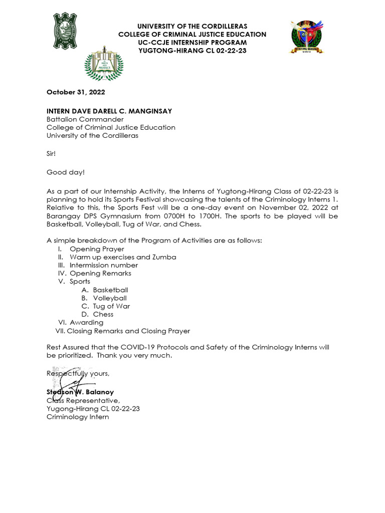 Sport Fest Concept Letter CP1 | PDF | Sports & Recreation