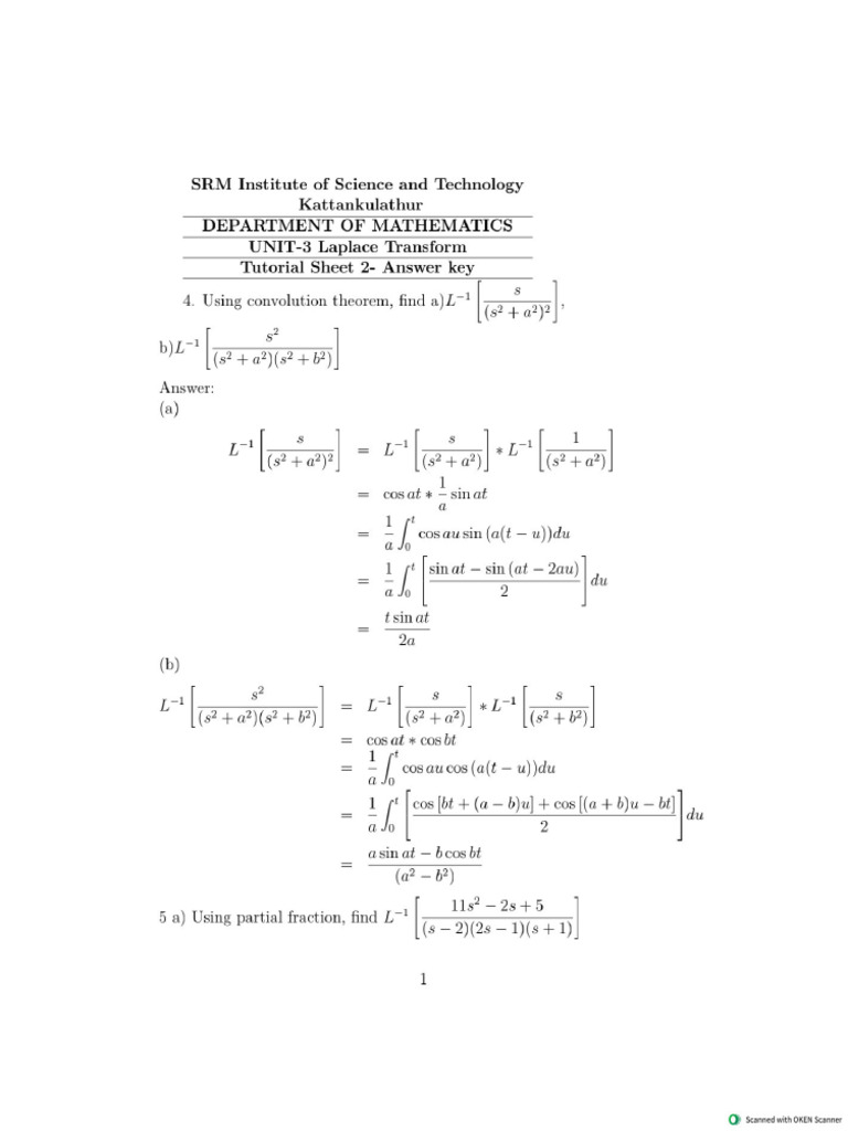 Tutorial 2 Unit3 Ans Key 4,5,6 Problems | PDF