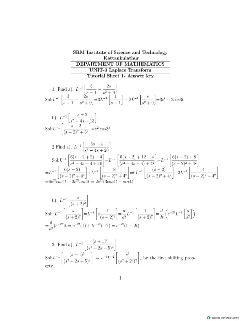 Tutorial 2 Unit 3 Answer Key2 (Problems 1,2,3) | PDF