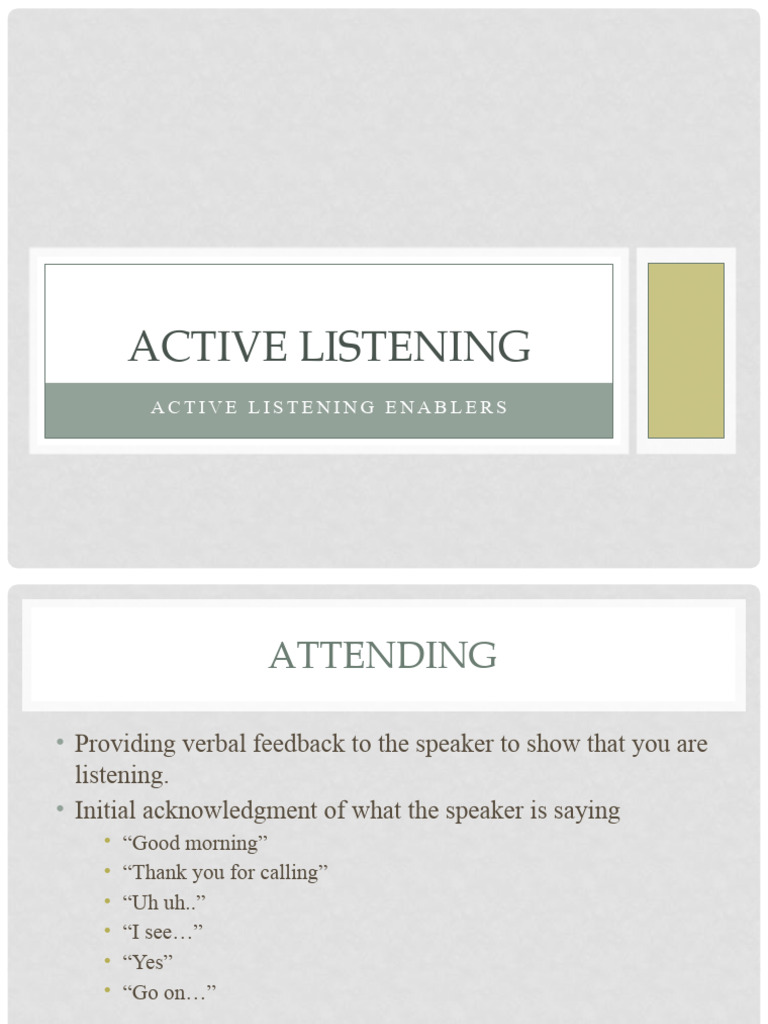 Active Listening Techniques Explained | PDF
