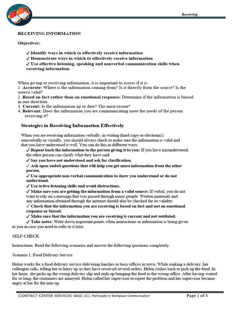 Participate in Workplace Communication - Modules | PDF | Communication ...