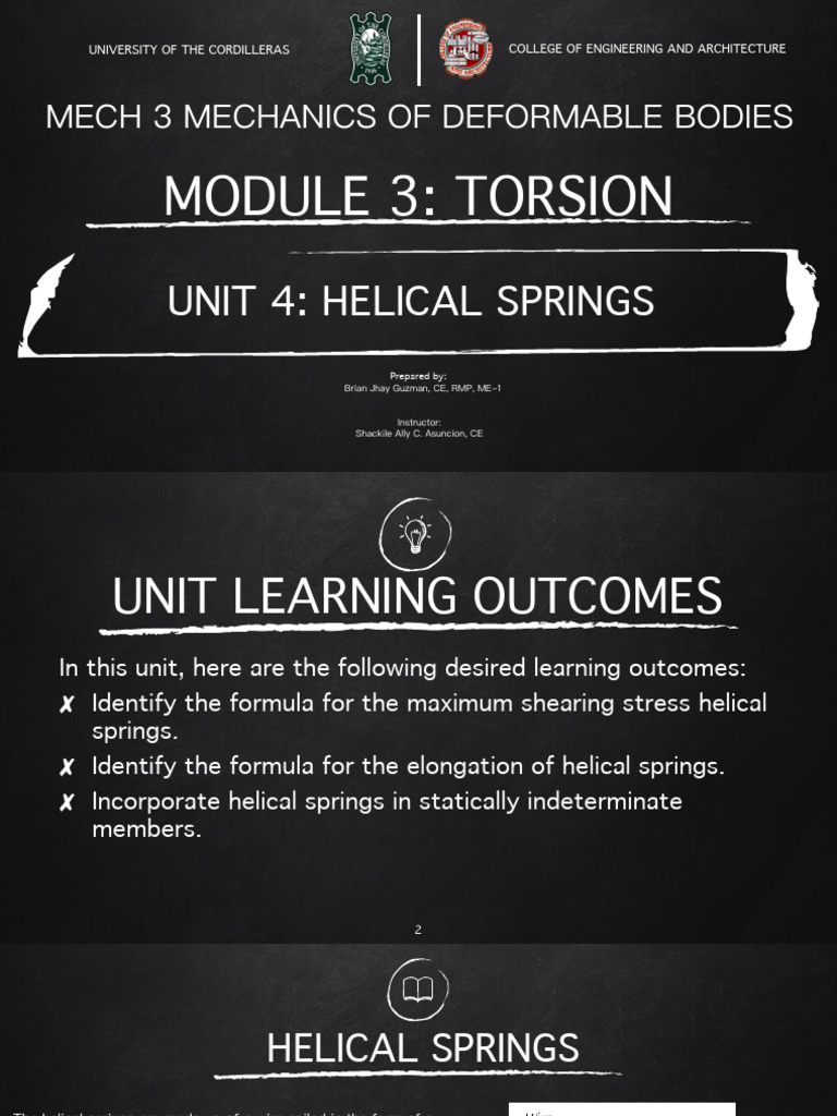 Mech 3 Module 3 Unit 4 (Helical Springs) | PDF | Helix | Stress (Mechanics)