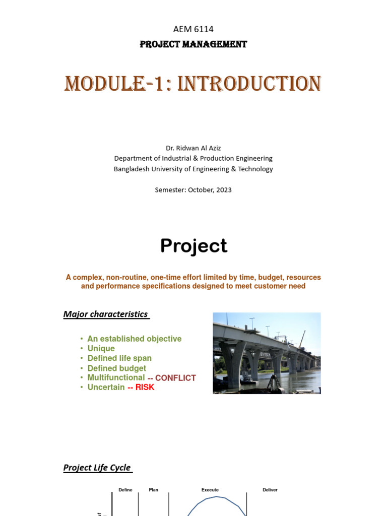 Module-1: INTRODUCTION: AEM 6114 Project Management | Download Free PDF | Net Present Value ...