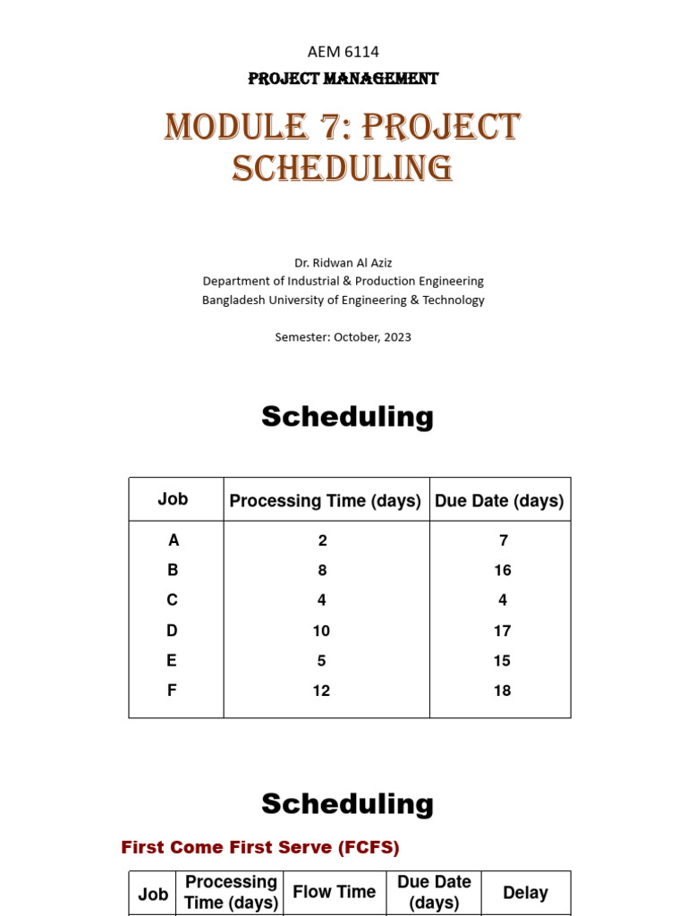 Scheduling | PDF | Technology & Engineering