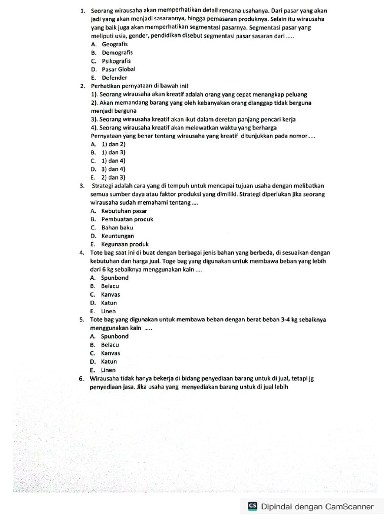 Latihan US Pkwu | PDF