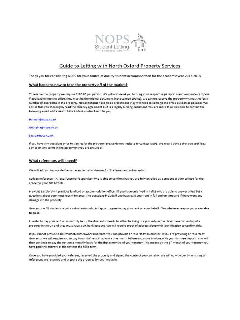 Guide To Letting With North Oxford Property Services | PDF | Leasehold ...