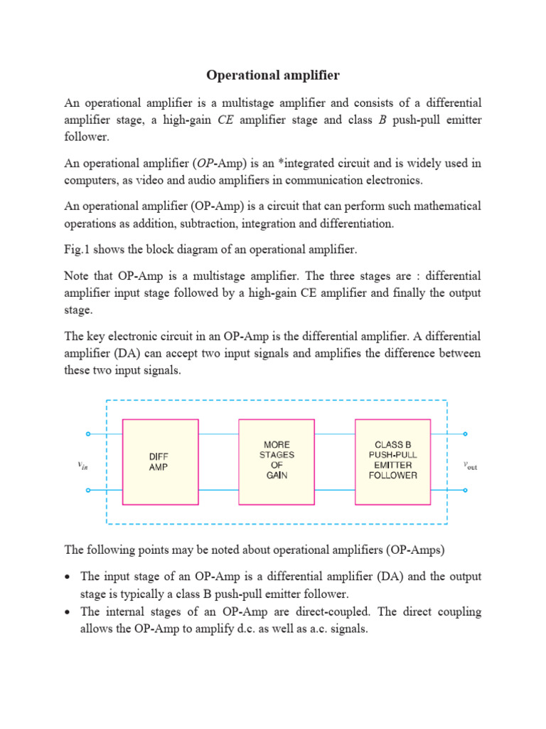Operational Amplifier | PDF | Operational Amplifier | Amplifier