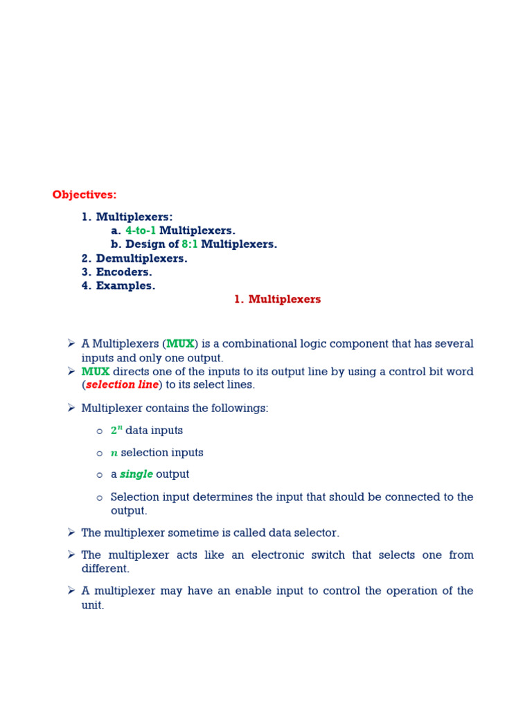 Multiplexer and Demultiplexer - 22 | PDF | Teaching Methods & Materials