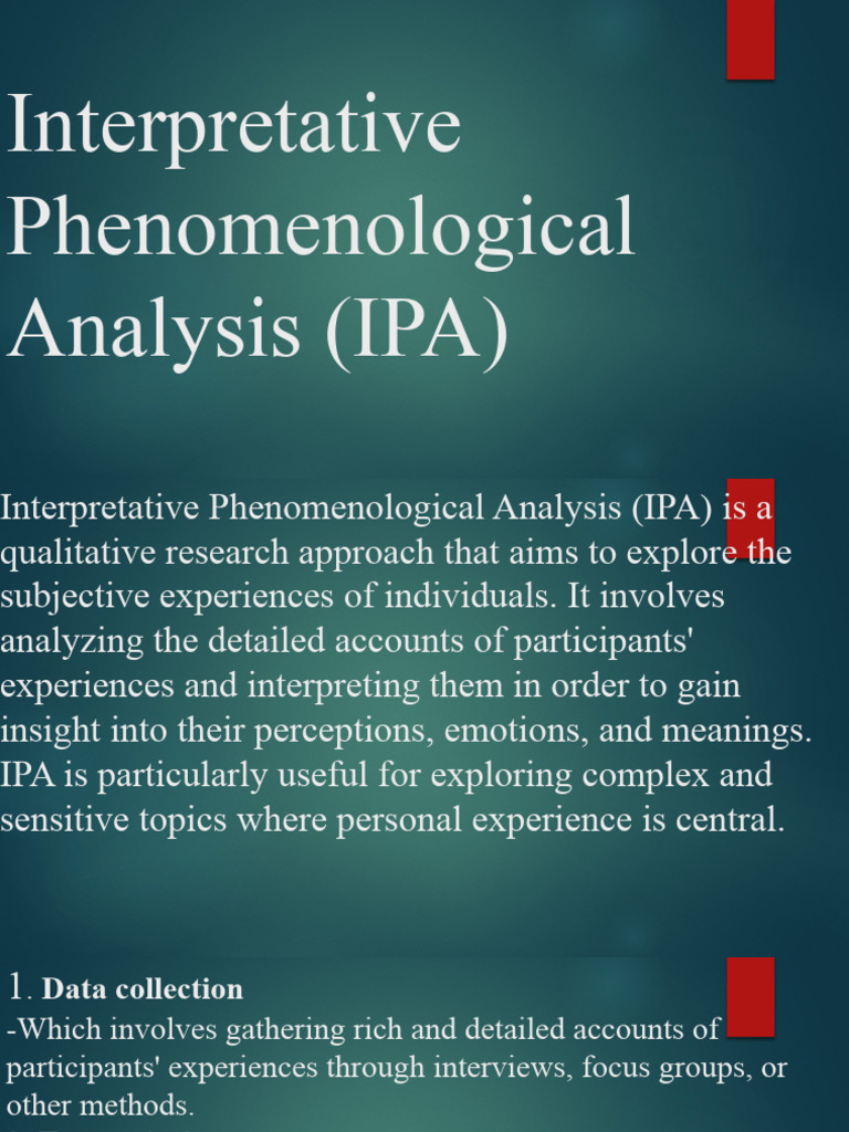 Interpretative Phenomenological Analysis (IPA) | PDF