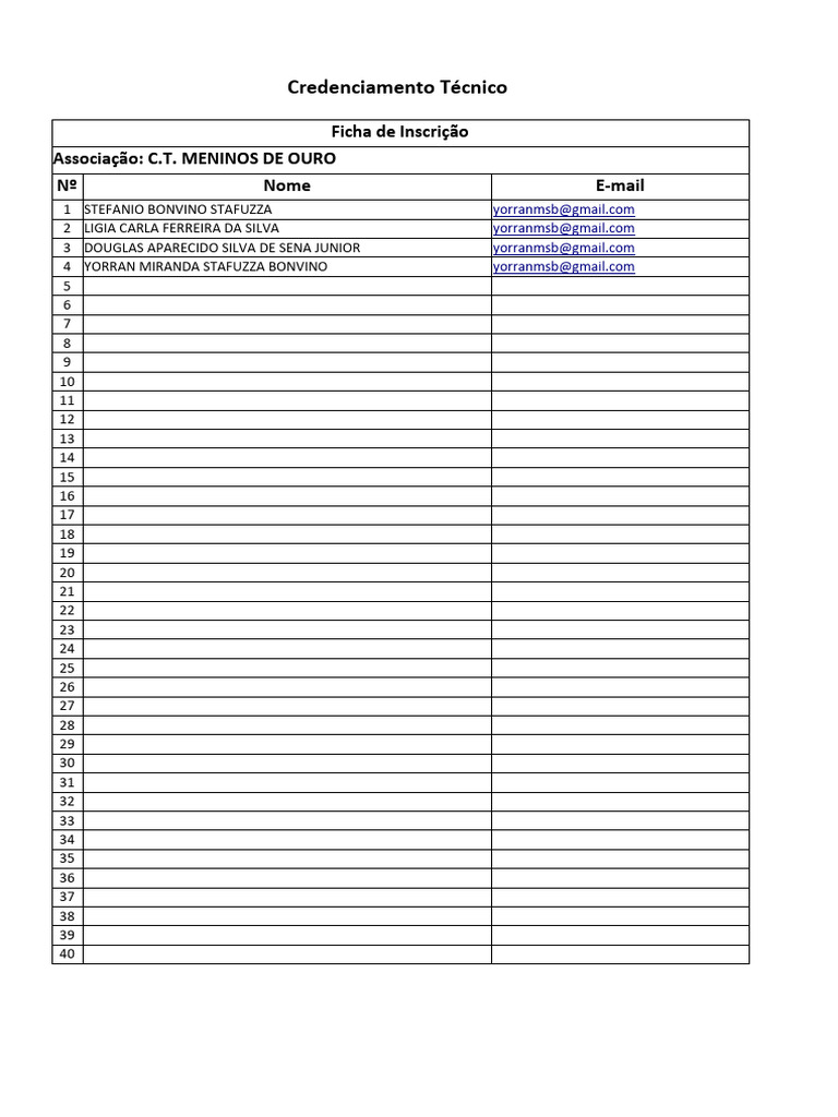 Ficha de Inscricao Credenciamento | PDF Ficha de Inscricao Credenciamento | PDF