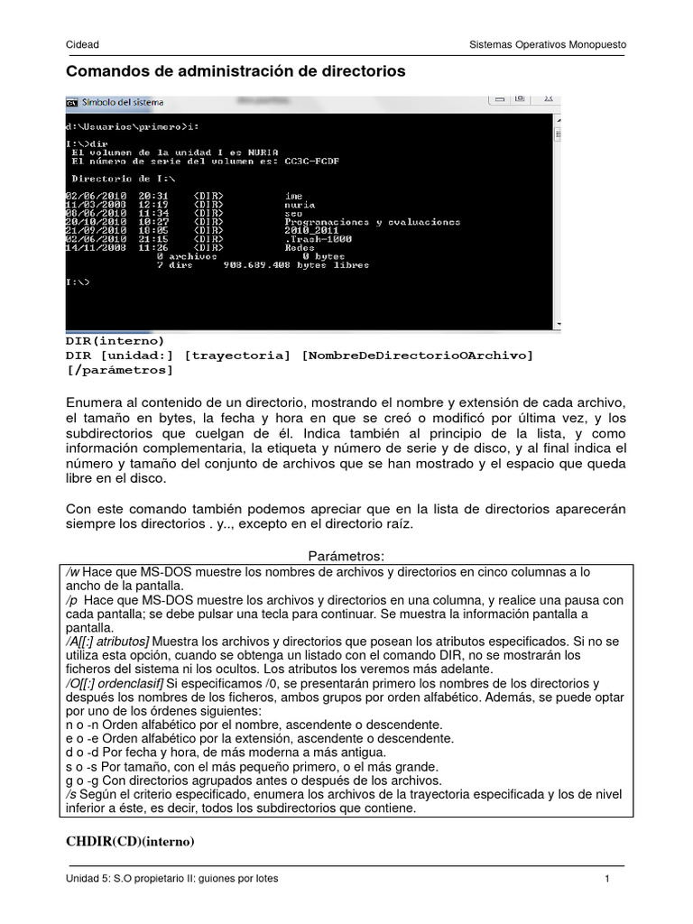SOM05 CONT R05 Comandos Sobre Directorios.1 | PDF | Archivo de ...