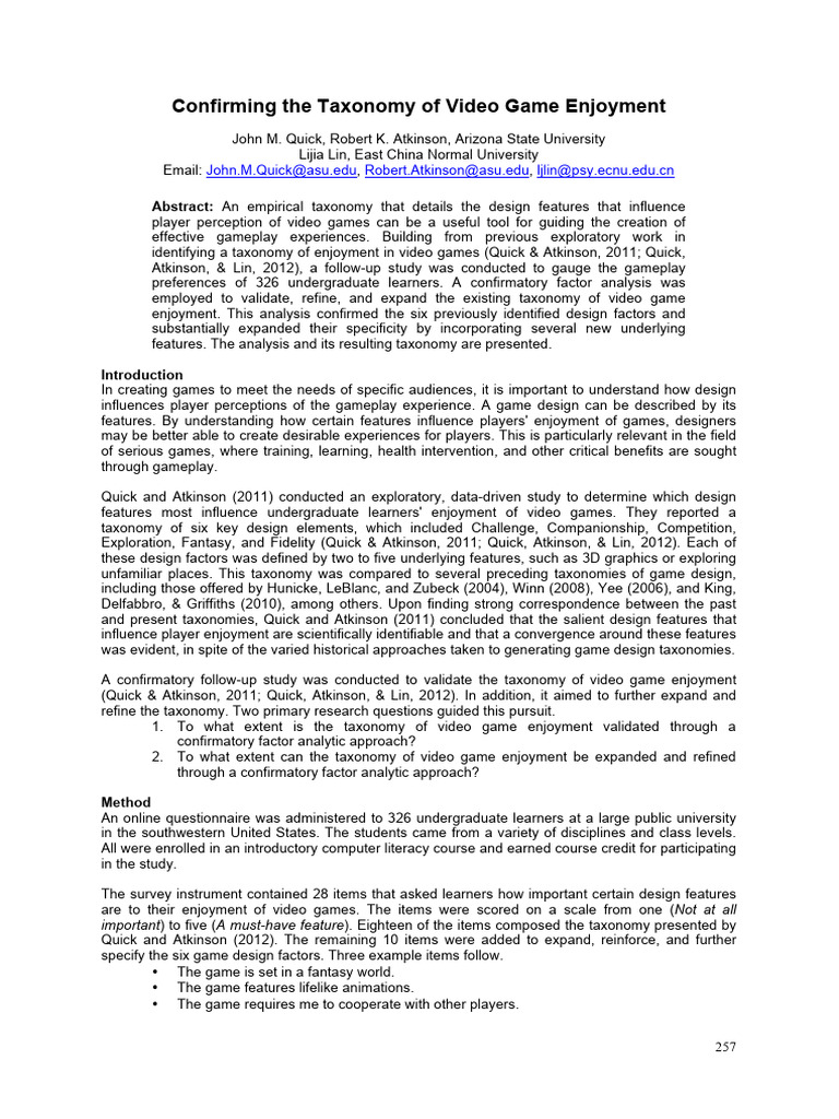 37.confirming The Taxonomy of Video Game Enjoyment | PDF | Psychology ...
