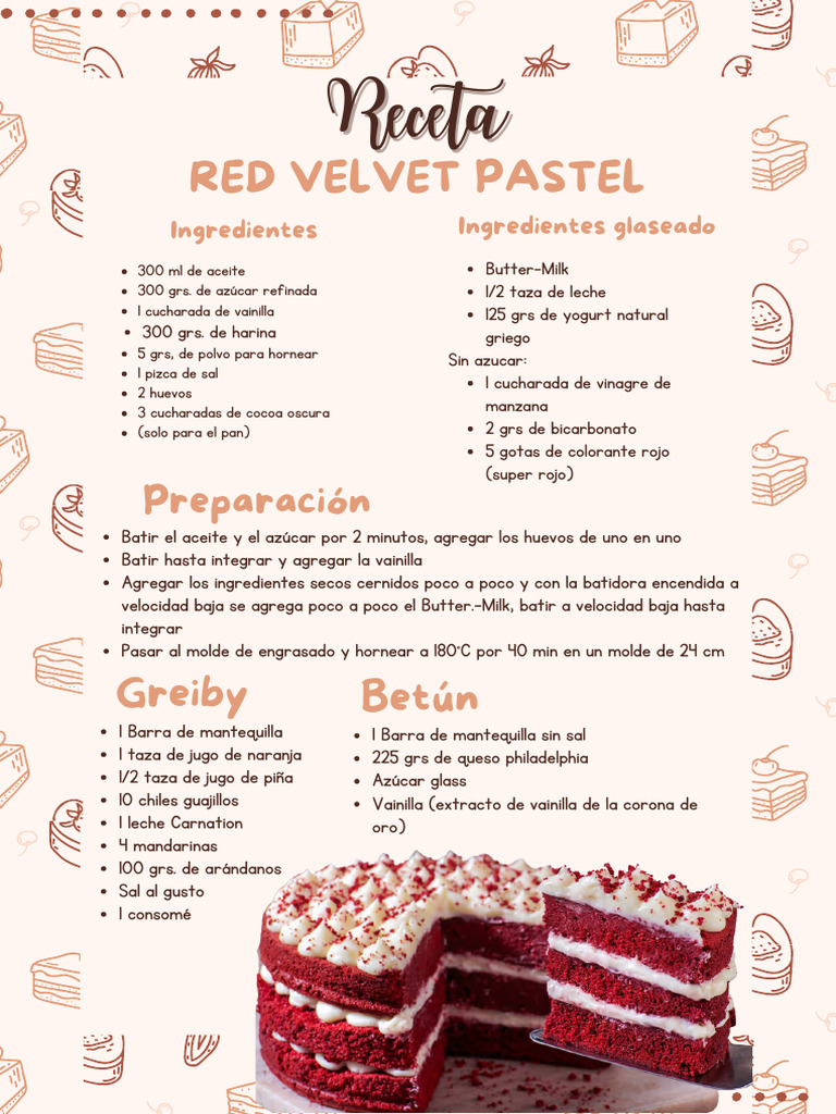 Receta de Pastel Red Velvet | PDF
