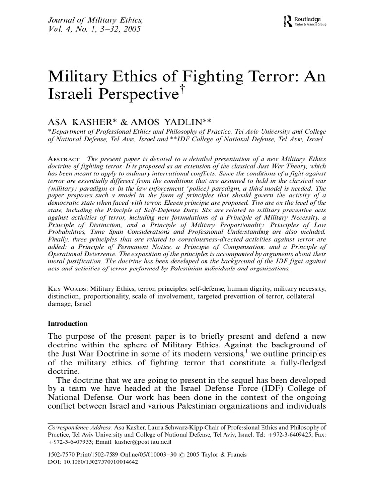Israeli Military Ethics in Counter-Terrorism | PDF | Rights | Democracy