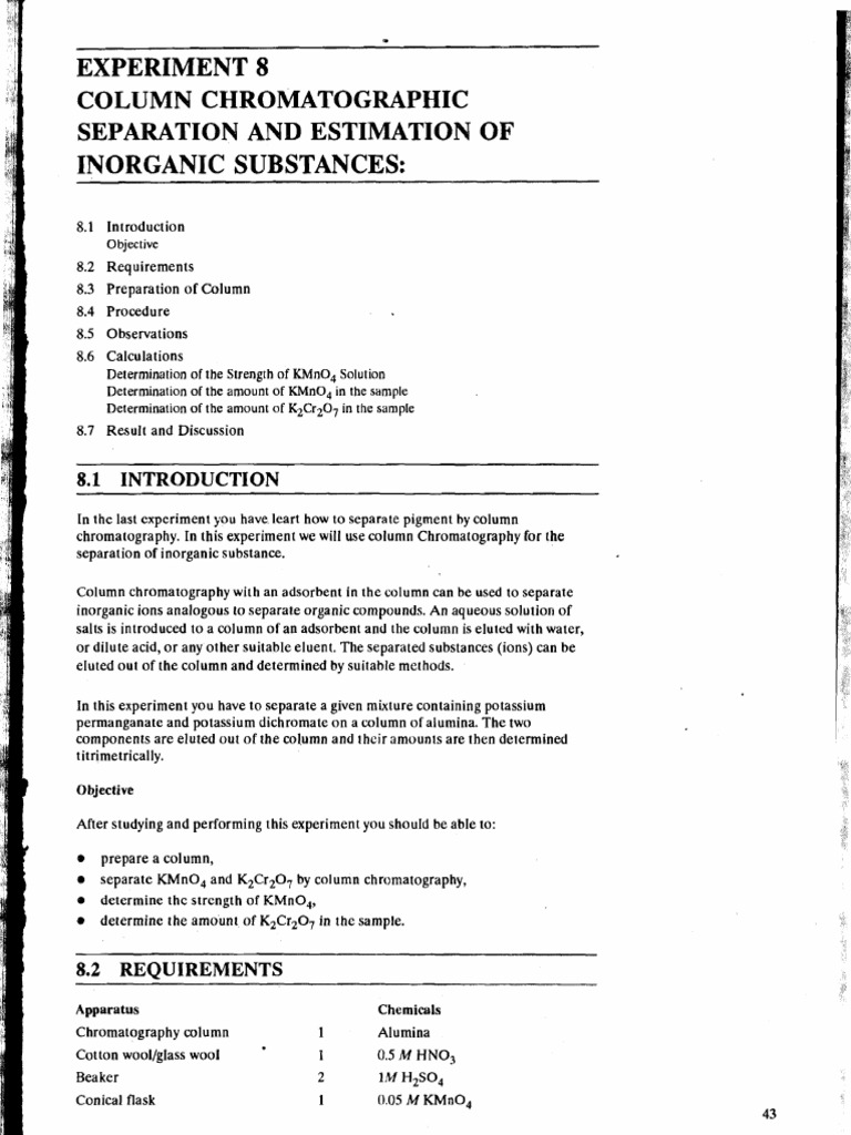 Experiment 8 Pdf Chromatography Elution