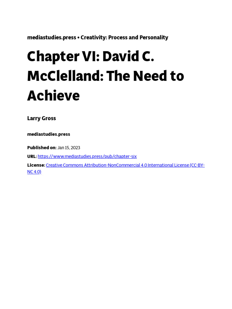 Research Paper McClelland | PDF | Motivation | Motivational