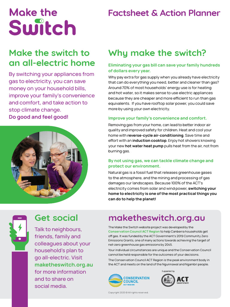 MakeTheSwitch FactsheetActionPlanner | PDF | Water Heating | Efficient Energy Use