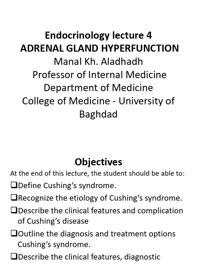 LEC 4 Adrenal Hyperfunction | PDF | Adrenal Gland | Adrenocorticotropic ...