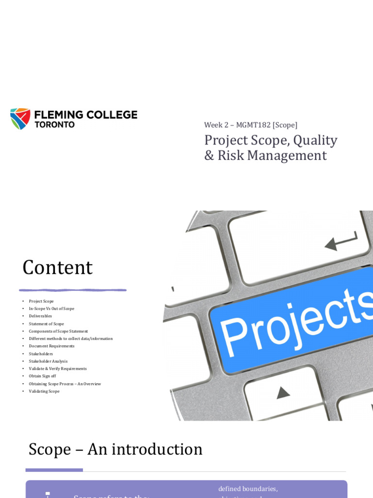 Week 2 - Scope Management | PDF | Survey Methodology | Focus Group