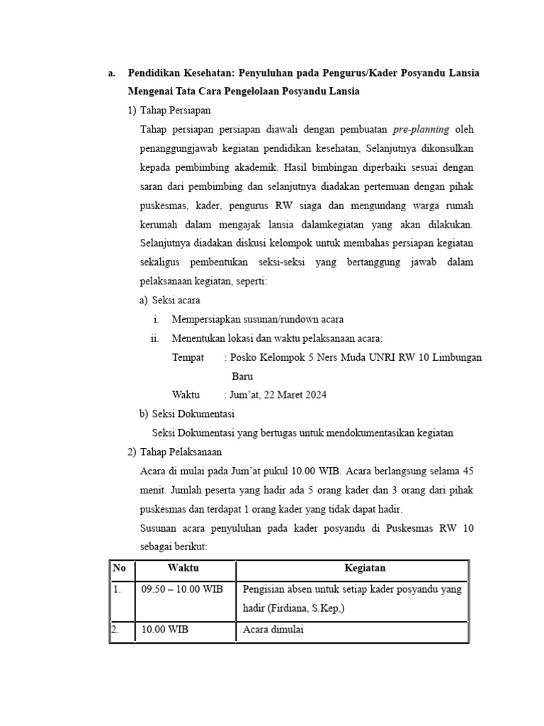 Laporan Hasil Penyuluhan Kader | PDF