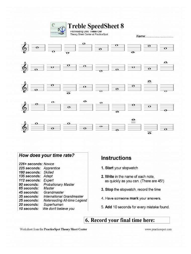 Treble Speedsheet 8 | PDF