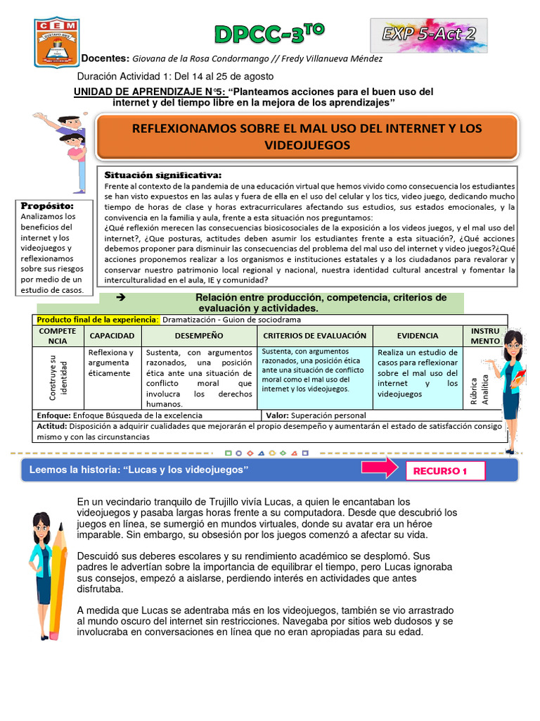 Actividad 2-Exp5-Dpcc-3°-Est II | PDF | Internet | Acoso cibernético