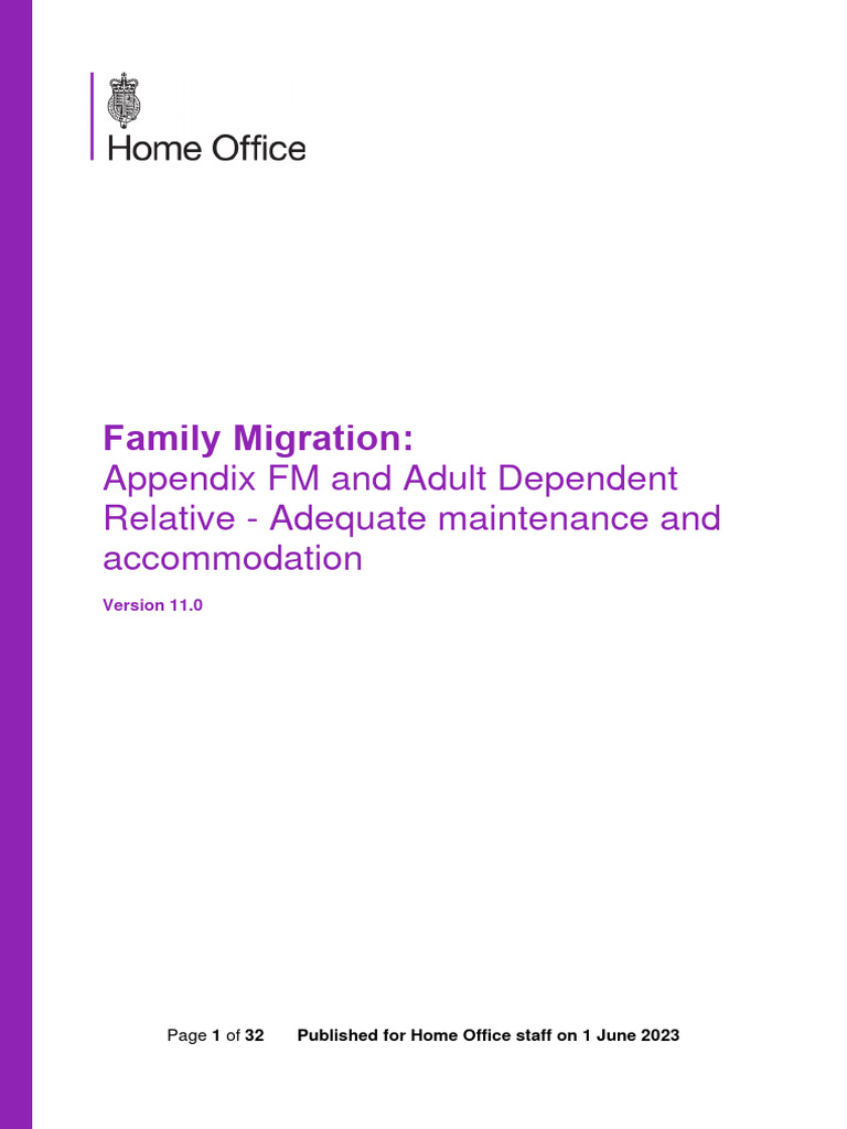 Appendix FM and Adult Dependent Relative Adequate Maintenance and ...
